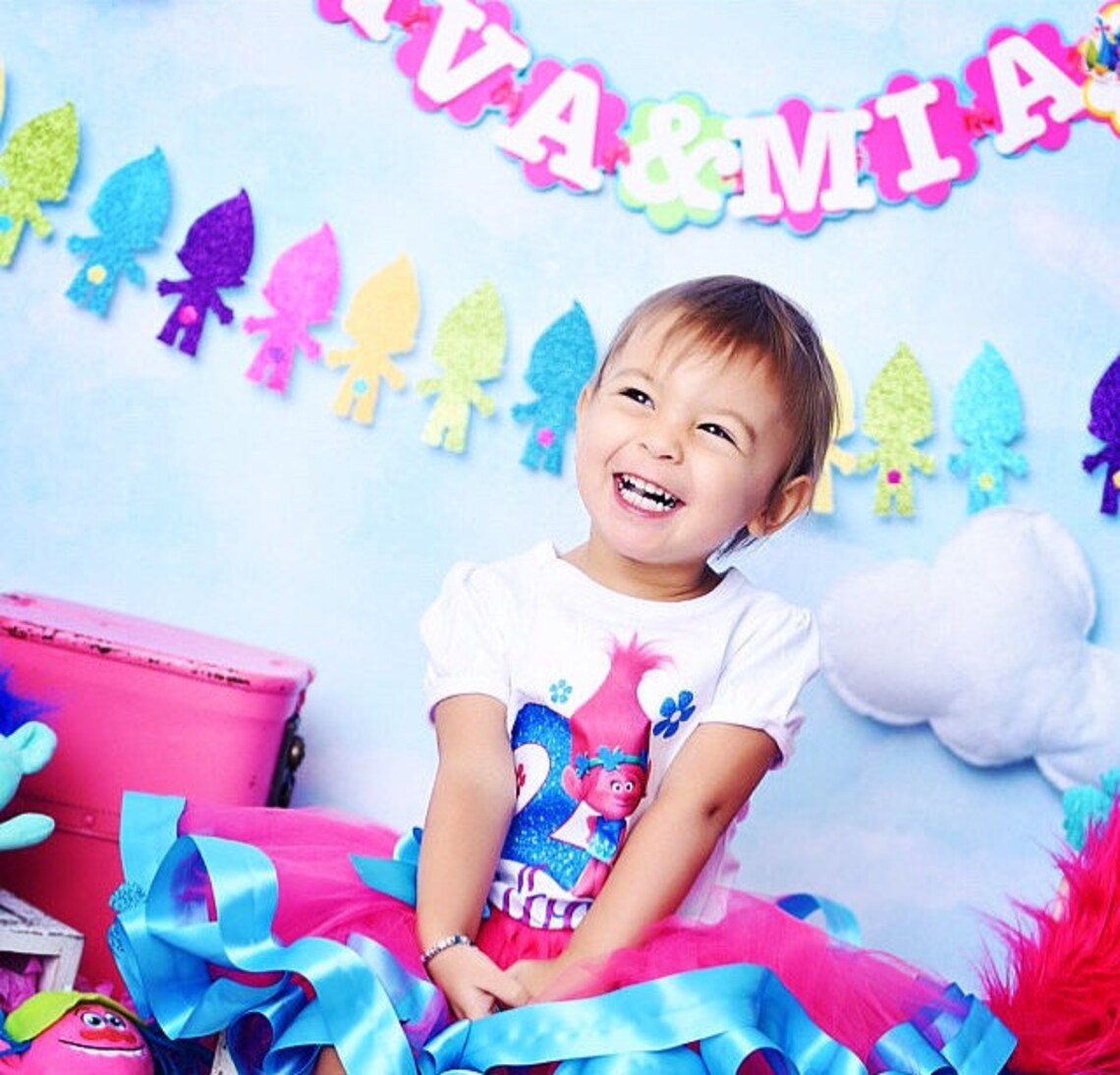 Trolls Party Banner Troll Glitter Decor Birthday Party Banner - Etsy