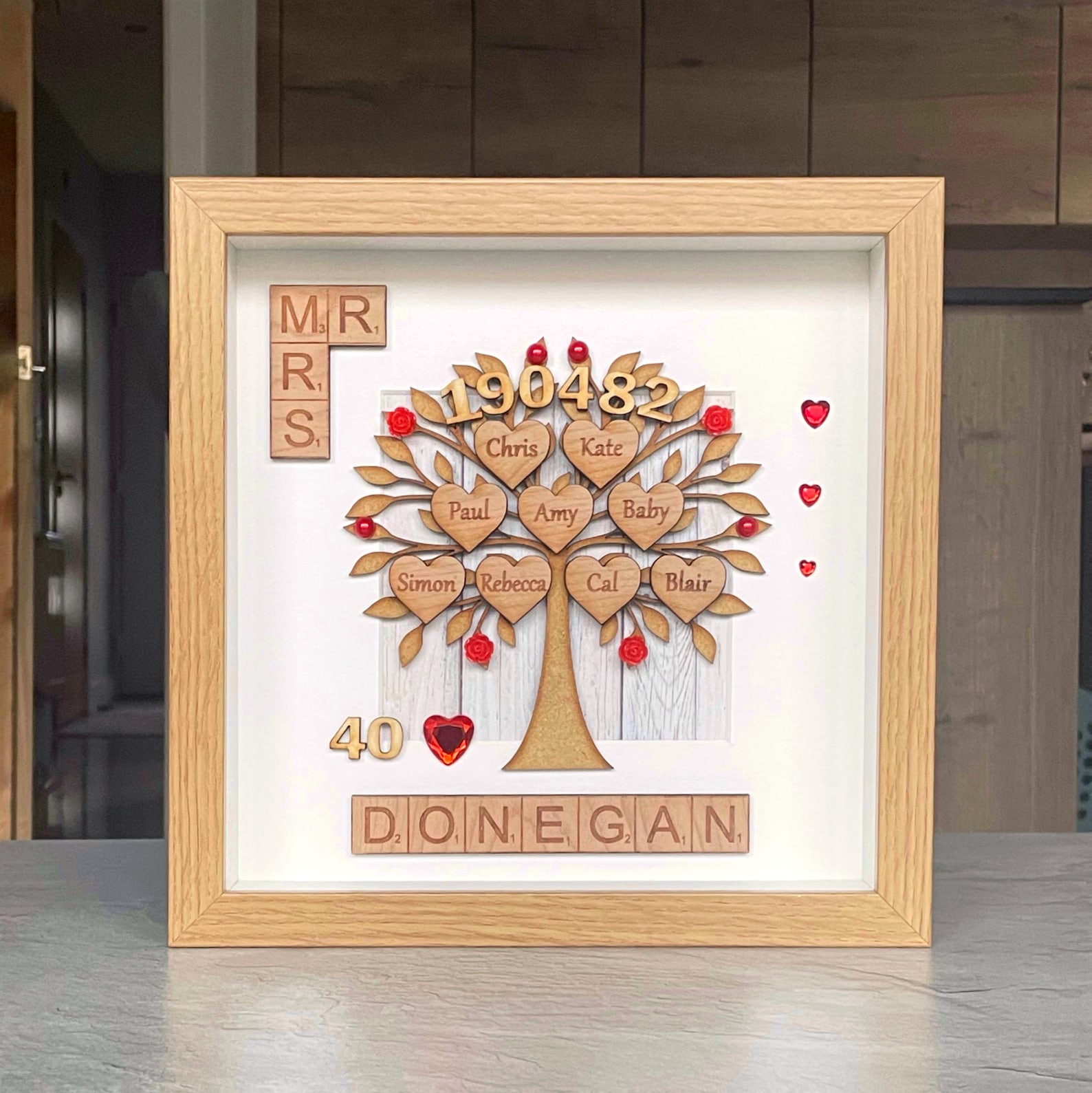 Ruby Wedding Anniversary Gift and Family Tree. 40th Wedding Anniversary ...