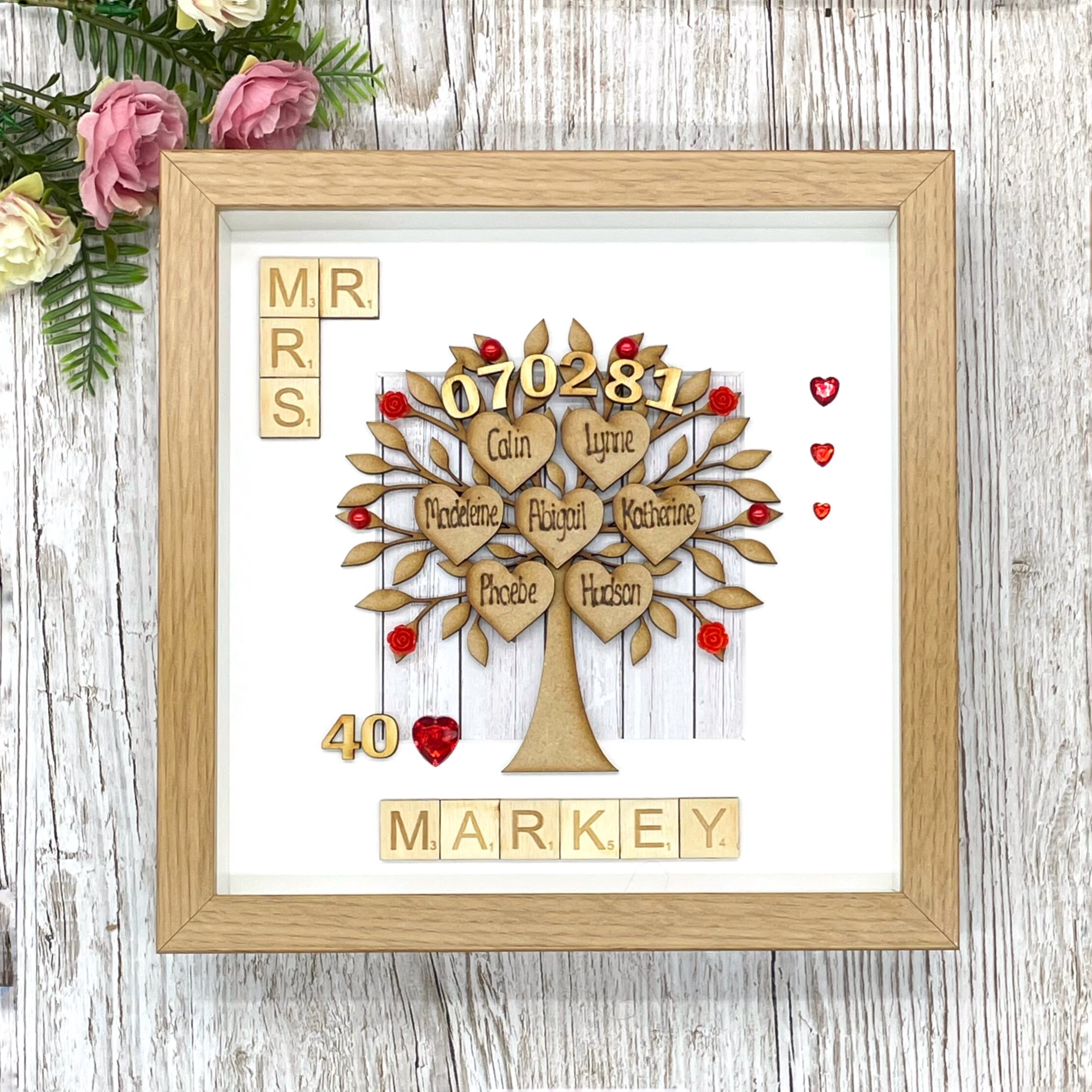 Ruby Wedding Anniversary Gift and Family Tree. 40th Wedding | Etsy