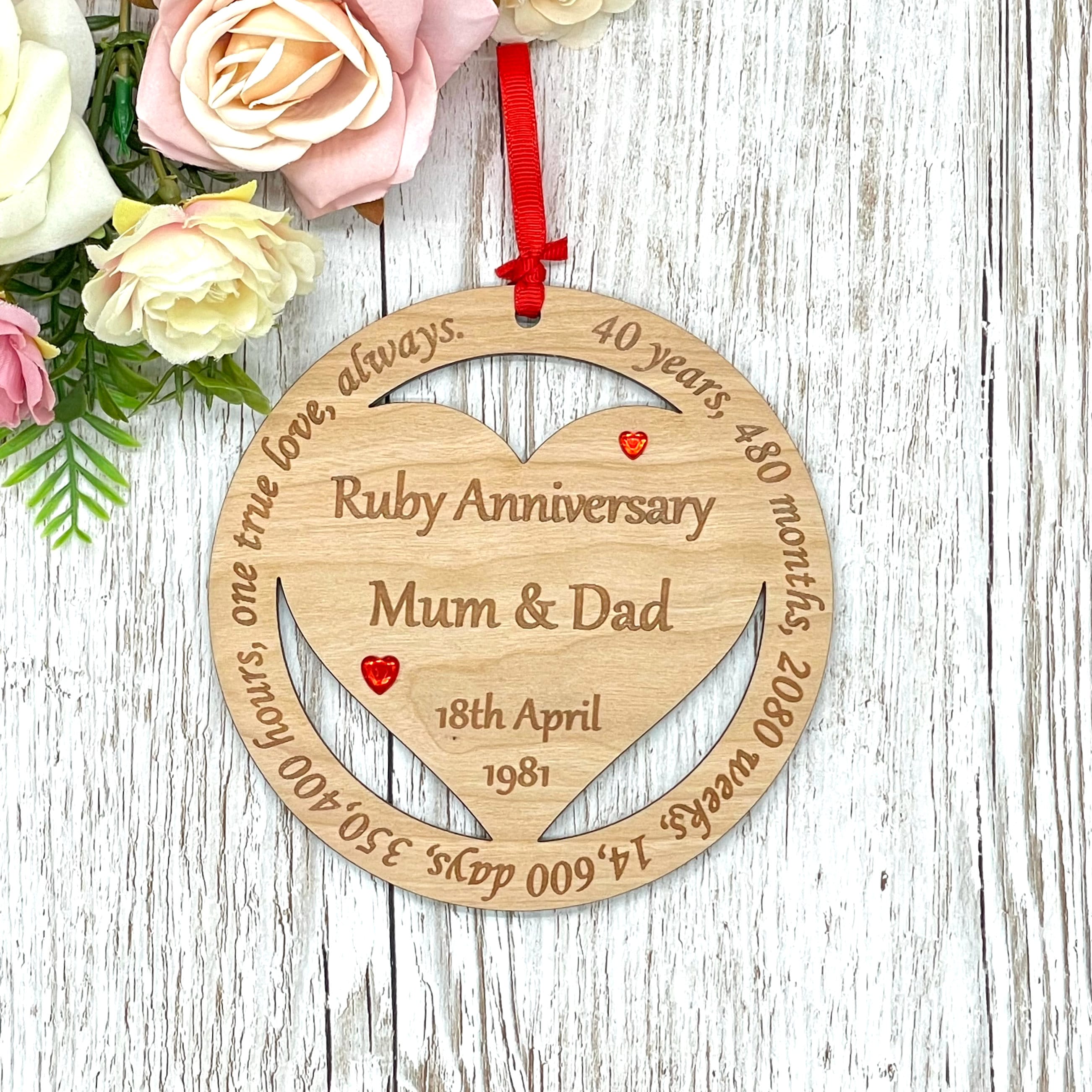 Ruby Wedding Anniversary Keepsake Gift 40th Wedding - Etsy UK