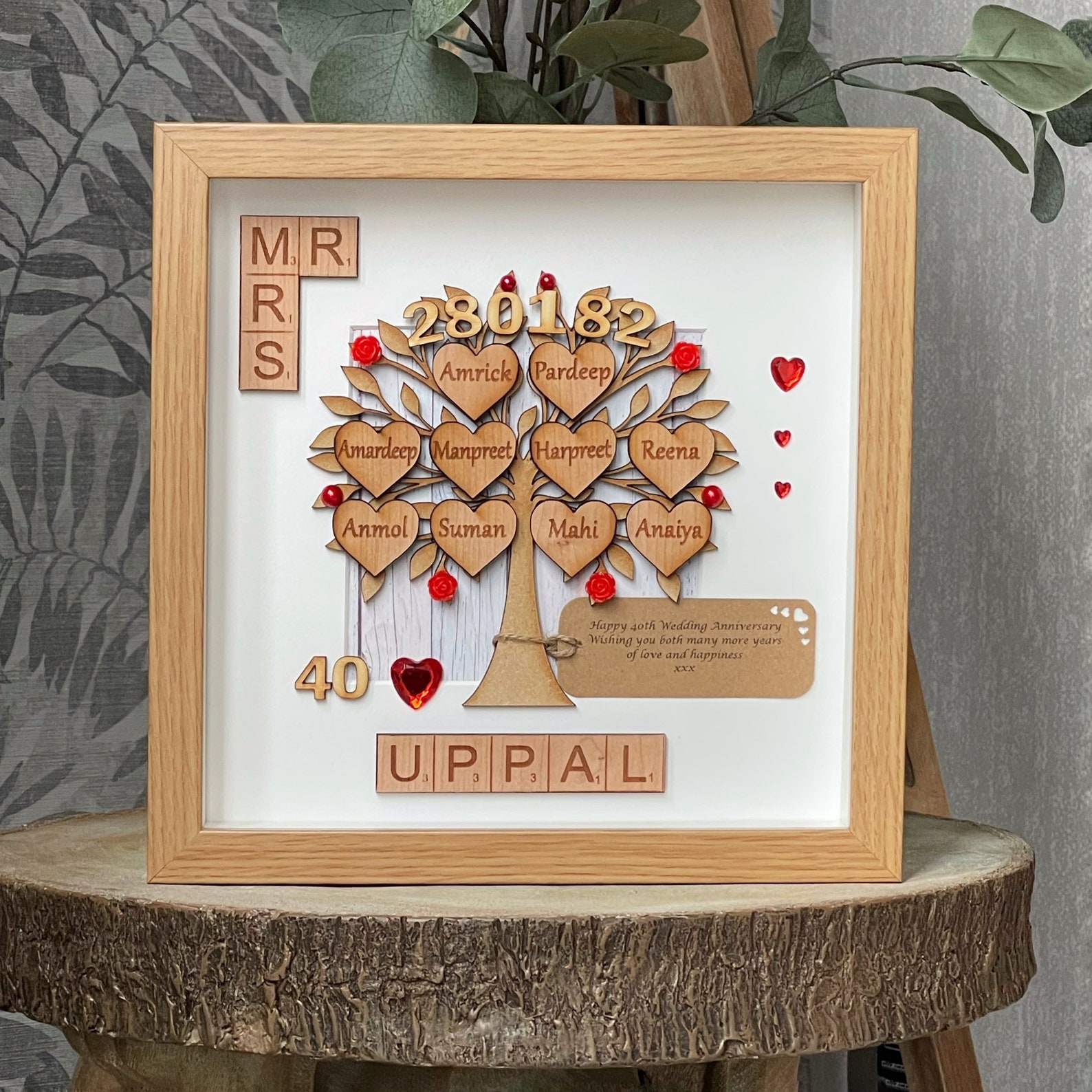 Ruby Wedding Anniversary Gift and Family Tree. 40th Wedding | Etsy