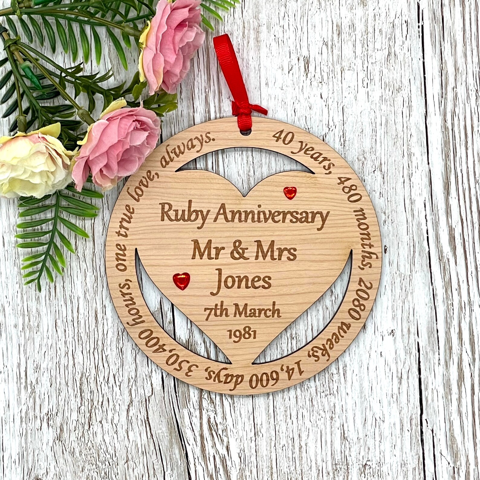 Ruby Wedding Anniversary Keepsake Gift 40th Wedding | Etsy