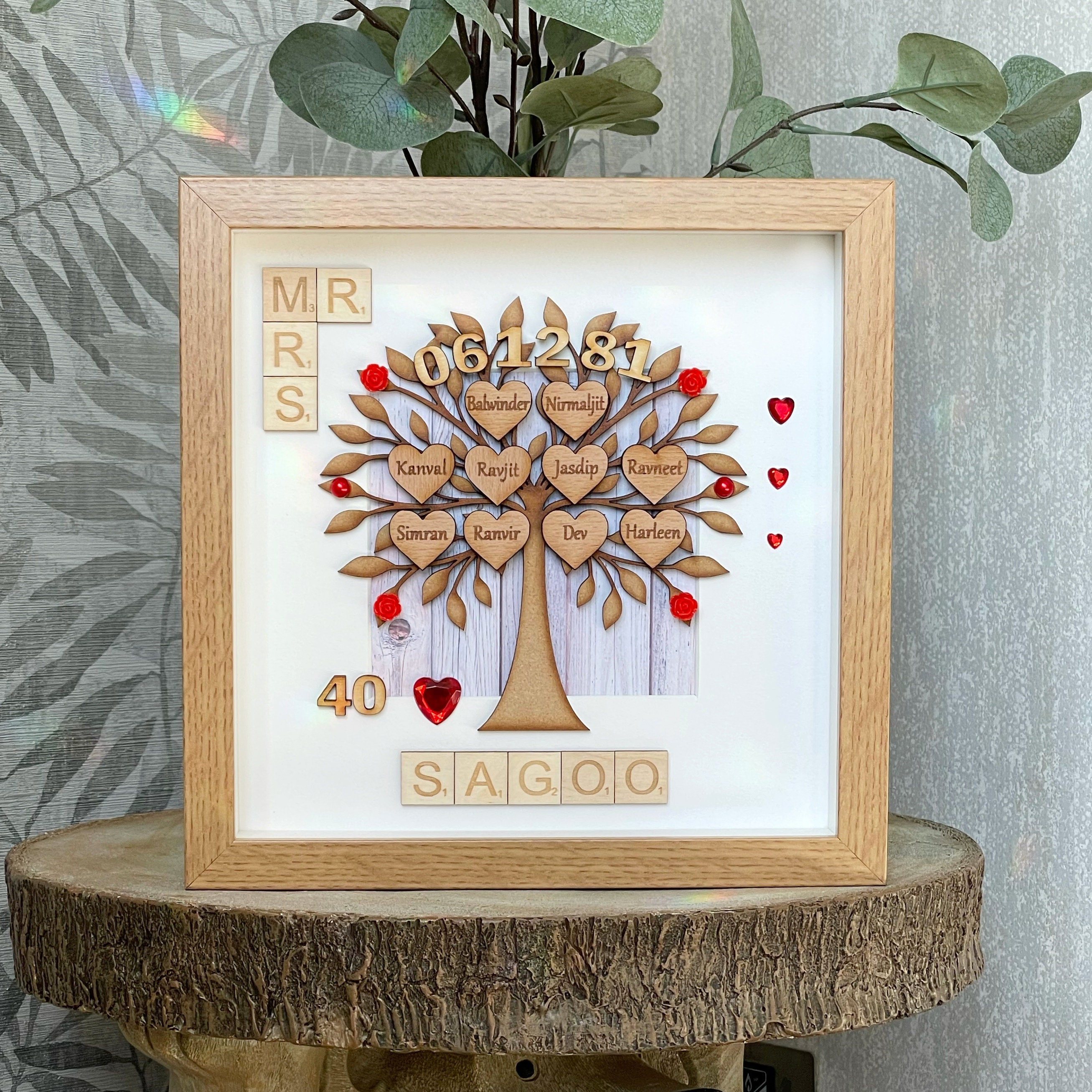Ruby Wedding Anniversary Gift and Family Tree. 40th Wedding | Etsy