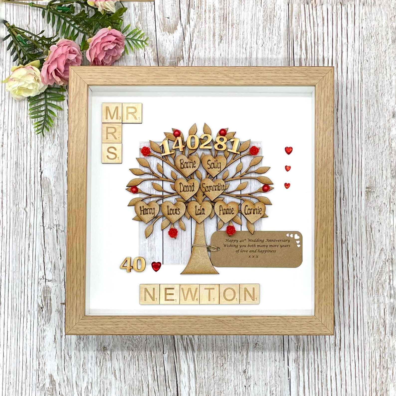 Ruby Wedding Anniversary Gift and Family Tree. 40th Wedding | Etsy