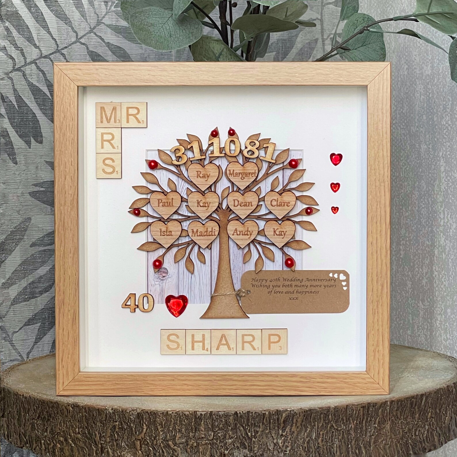 Ruby Wedding Anniversary Gift and Family Tree. 40th Wedding | Etsy