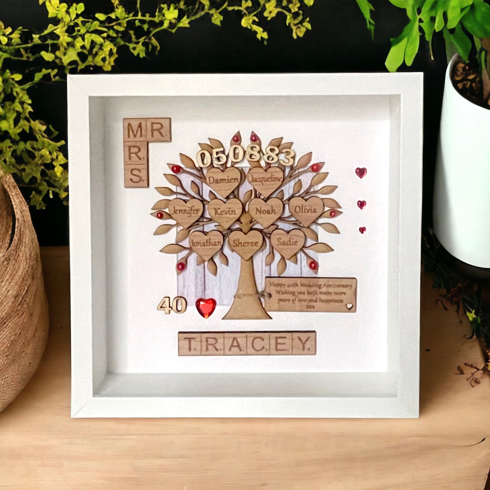 Ruby Wedding Anniversary Gift and Family Tree. 40th Wedding Anniversary ...