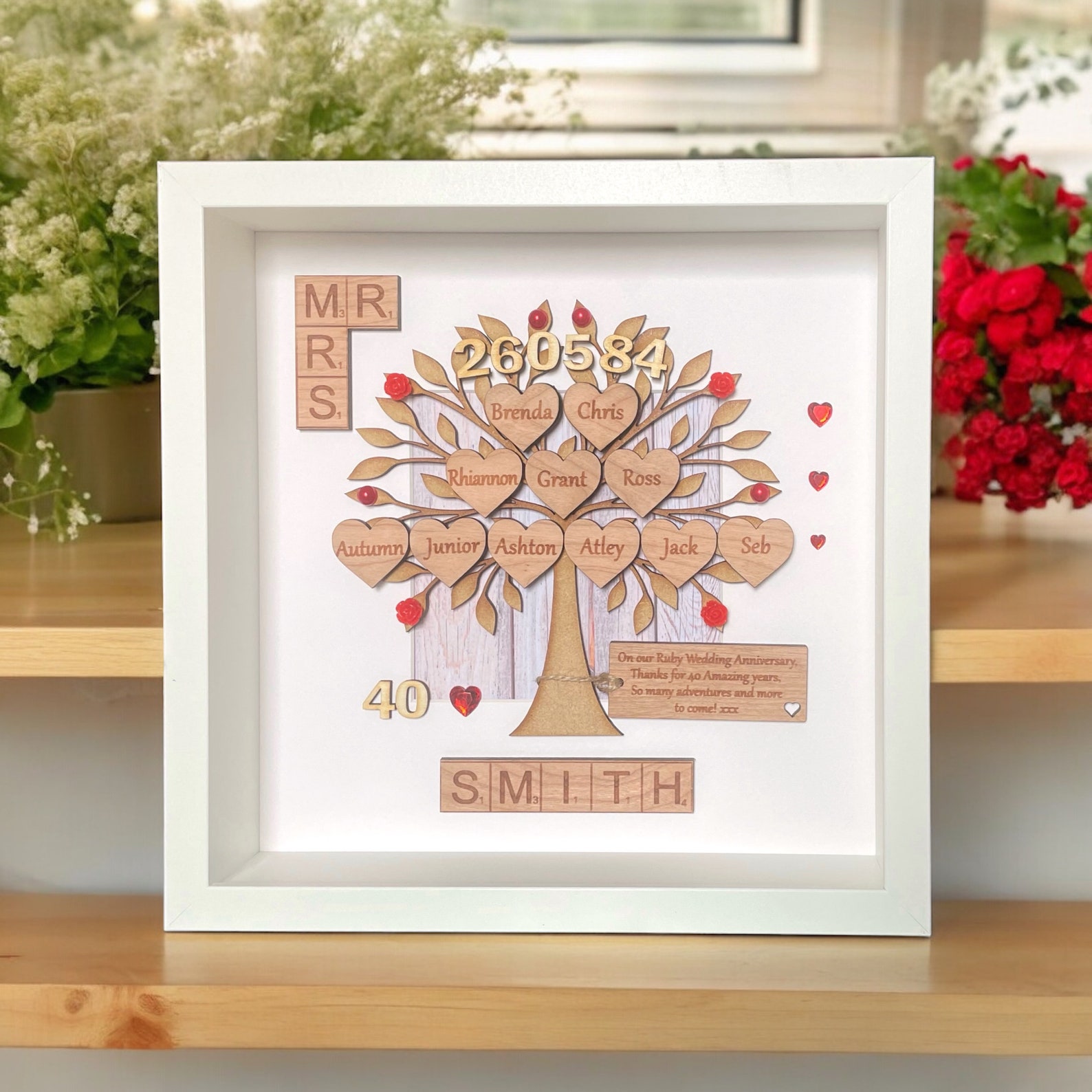 Ruby Wedding Anniversary Gift and Family Tree. 40th Wedding Anniversary ...