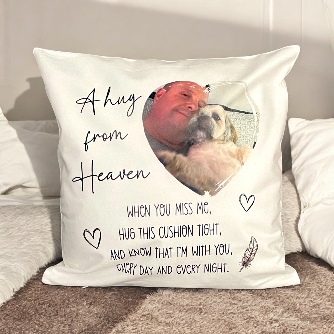 Personalised A Hug From Heaven Memorial Cushion Custom Photo Keepsake ...