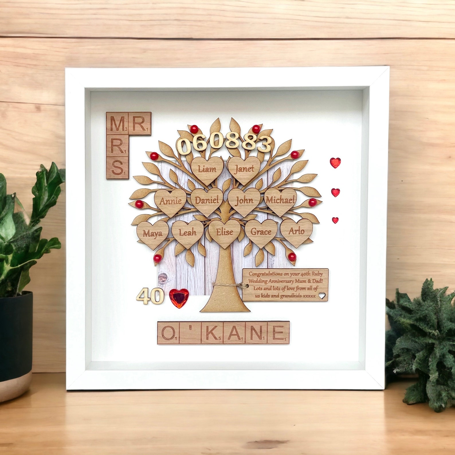 Ruby Wedding Anniversary Gift and Family Tree. 40th Wedding Anniversary ...