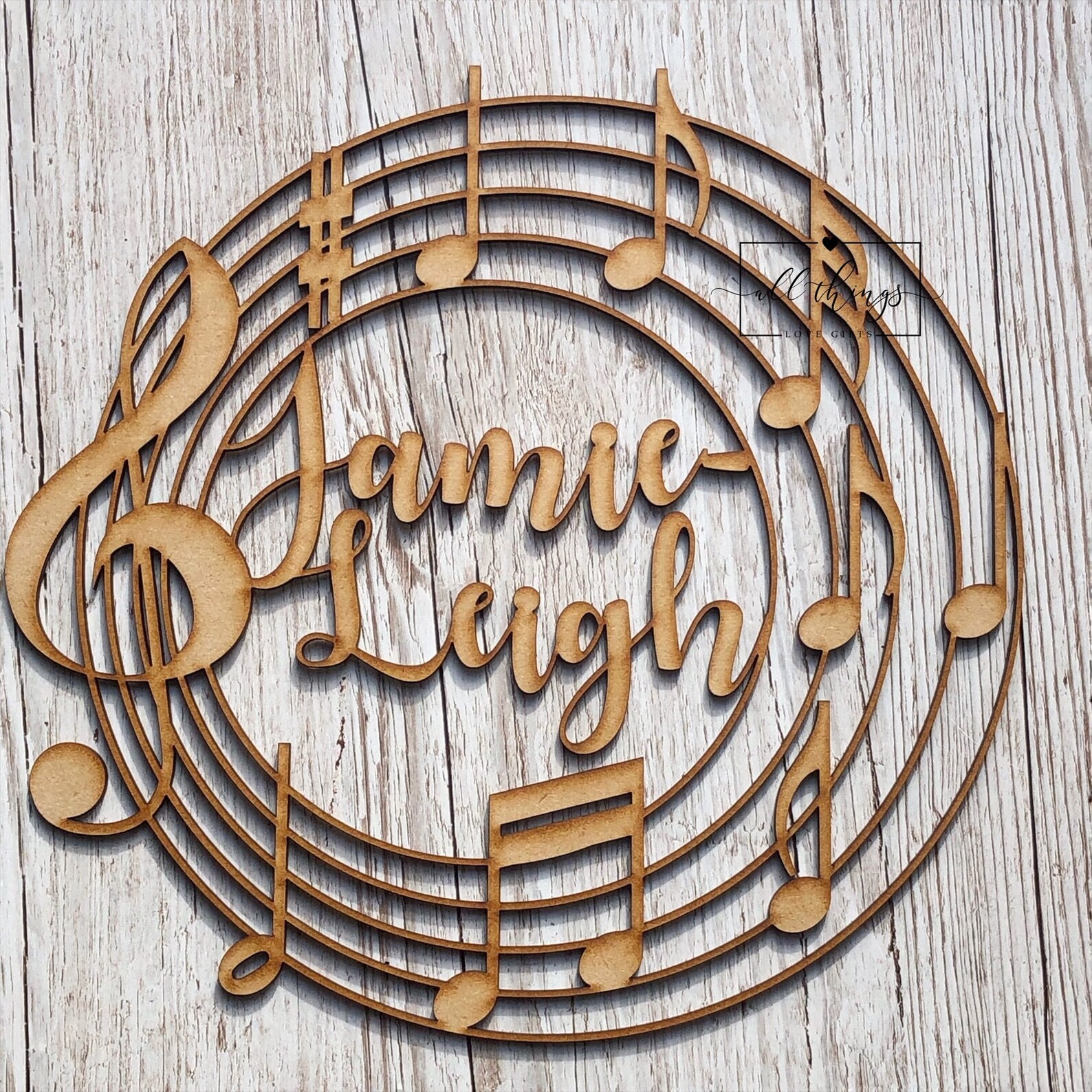 Personalised Music Name Hoop Music Notes Decor Large Wall | Etsy