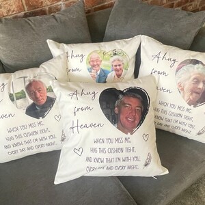 Personalised Memorial Cushion - "a Hug From Heaven" Photo Keepsake ...