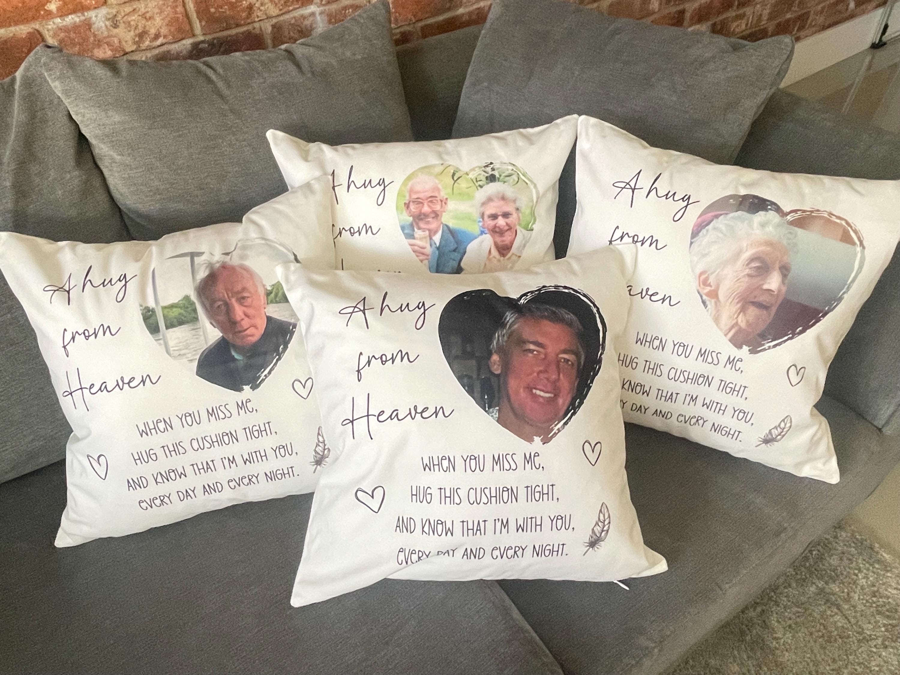 Personalised Memorial Cushion - "a Hug From Heaven" Photo Keepsake ...