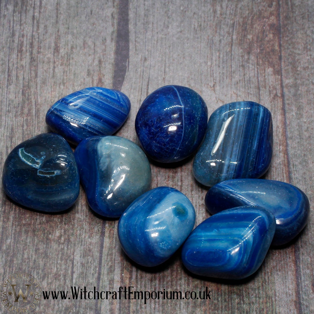 Agate blue Banded Stone Crystal Gemstone Mineral Pagan Wicca Wiccan ...