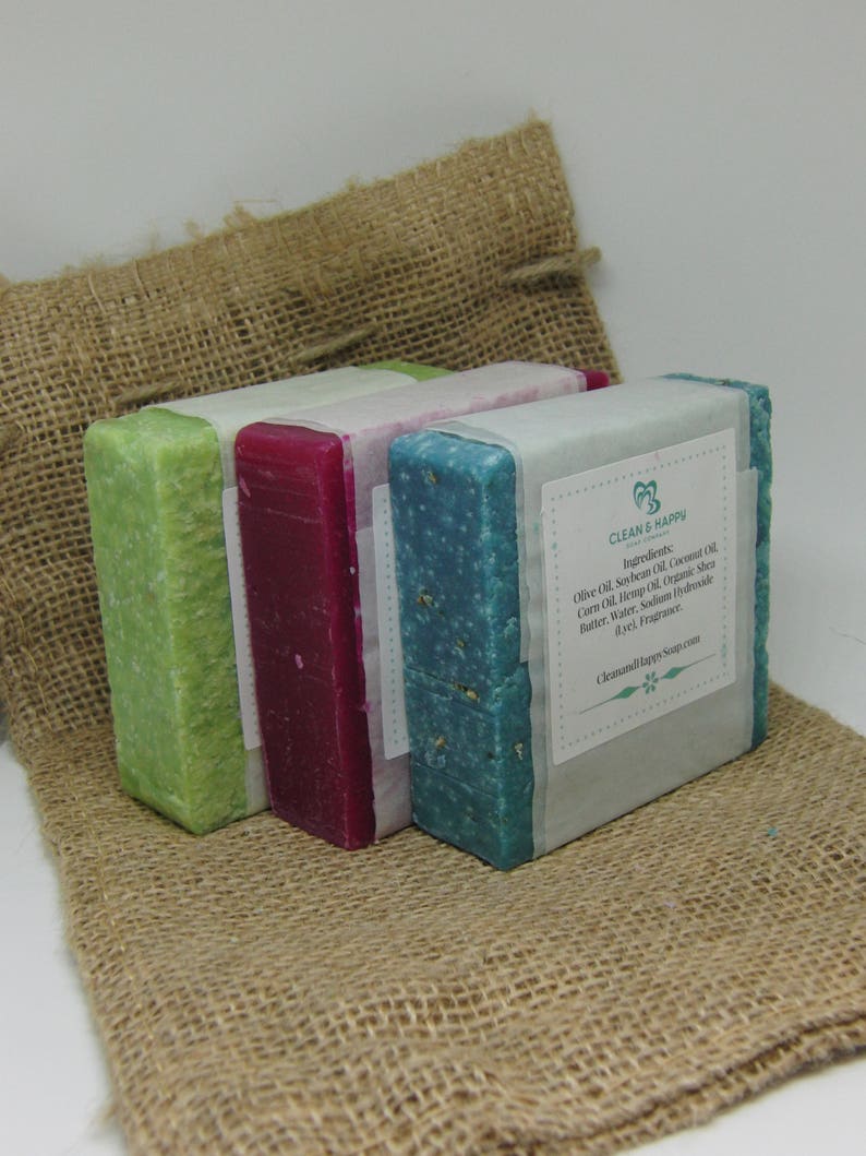 Any 3 Handmade Soaps by Clean & Happy in Burlap Gift Bag and - Etsy