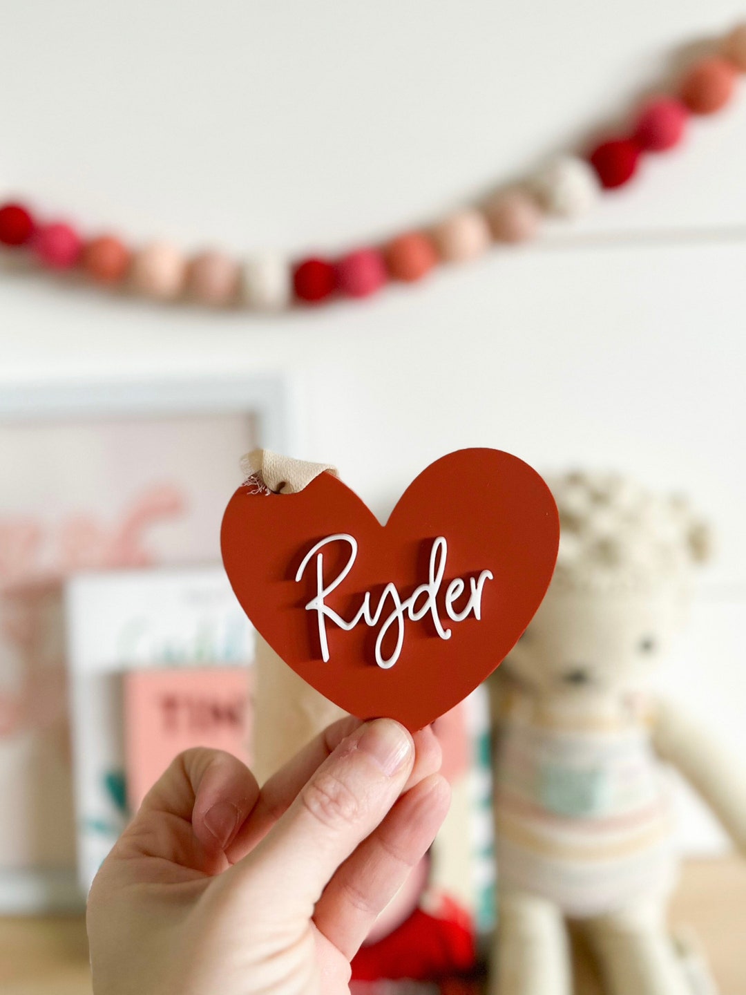 Acrylic Heart Tag Heart Tag Valentines Basket Tags Valentines Day Tags ...