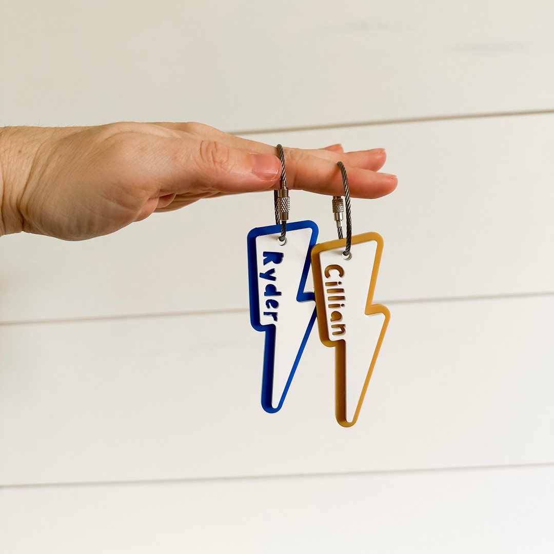 Lightning Bolt Bag Tag 3D Keychain Acrylic Name Tag Bag Tag Luggage Tag ...