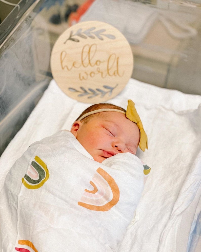 Hello World Sign | Baby Announcement | Wood Sign | Newborn Announcement ...