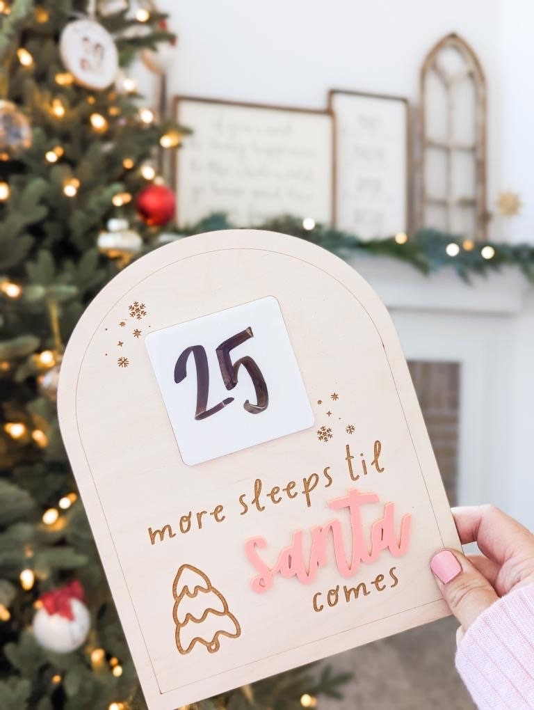 Christmas Countdown Santa Countdown Days Until Christmas Sign - Etsy