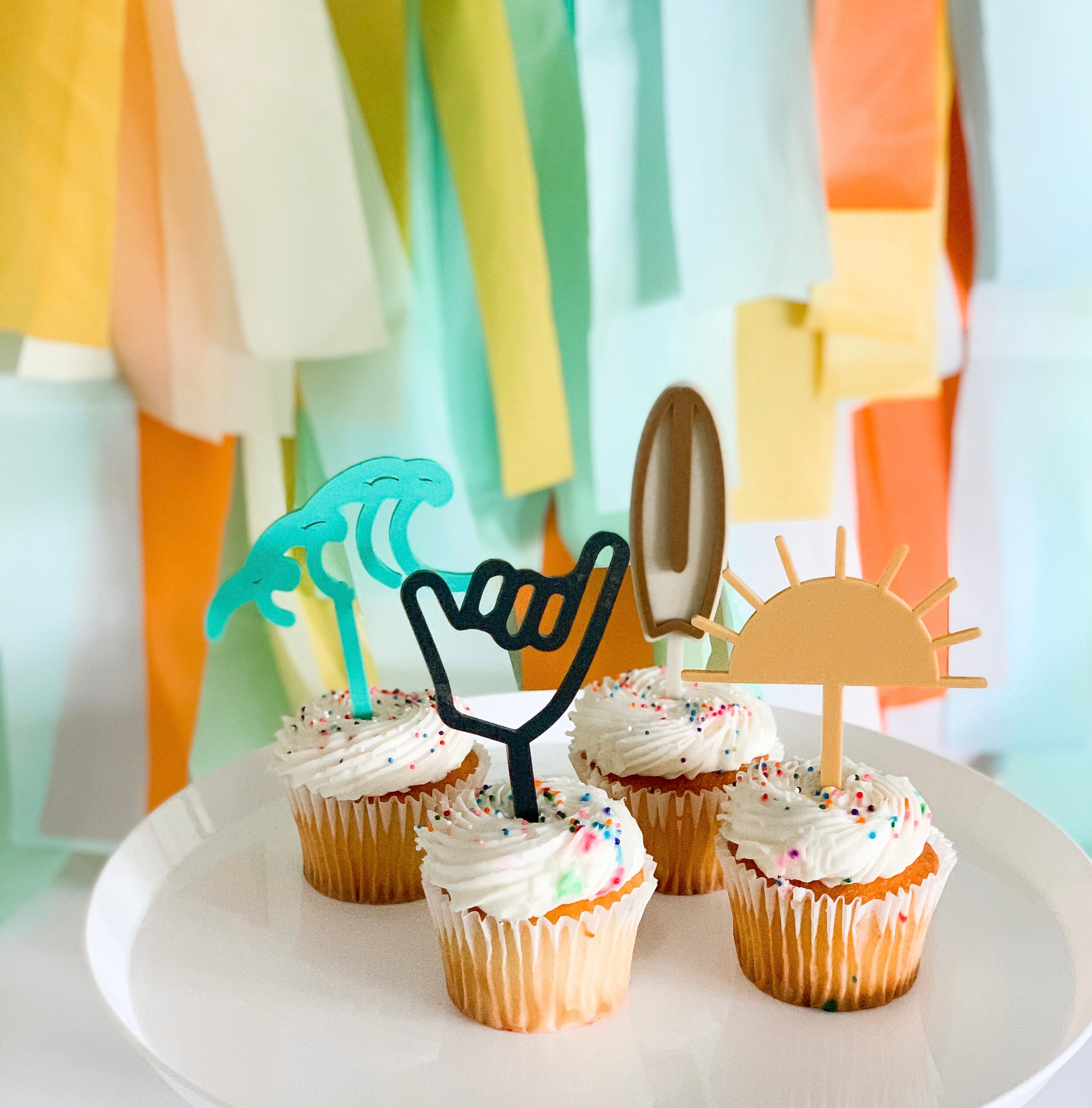 Surfs up Cupcake Toppers Surfer Cupcake Toppers Beach - Etsy