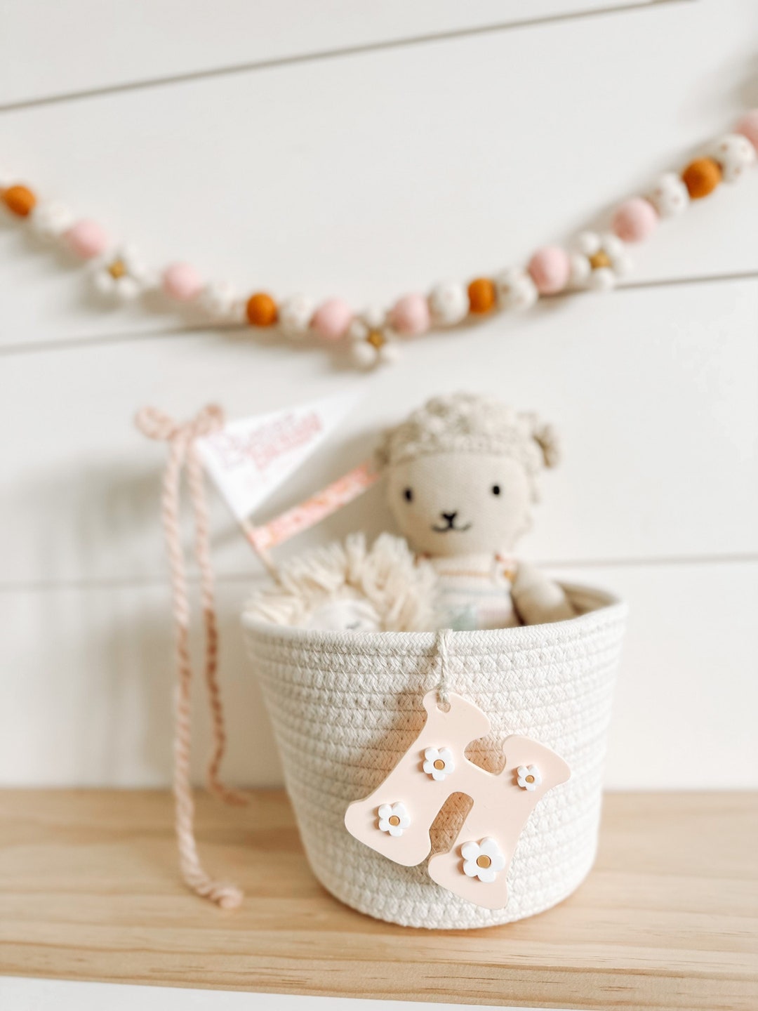 Daisy Letter Tag Floral Letter Tag Easter Basket Tags Name - Etsy