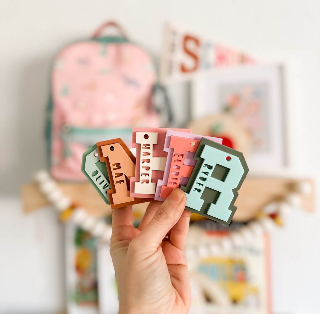 Varsity Letter Tag Bag Tag Acrylic Bag Tag Keychain - Etsy