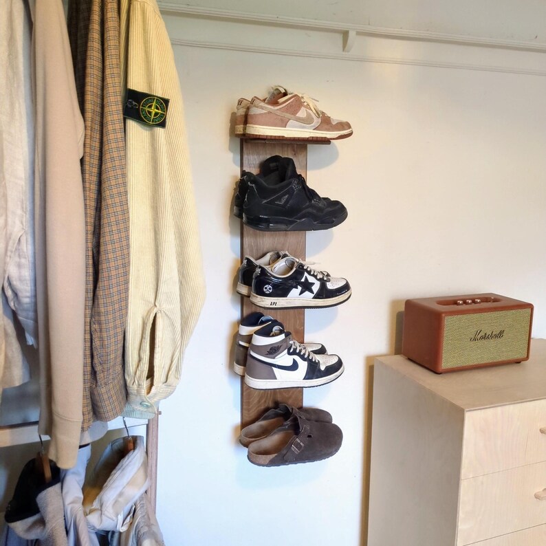 Handmade Birch Plywood Floating Sneaker Display - Wall Mounted Shoe ...