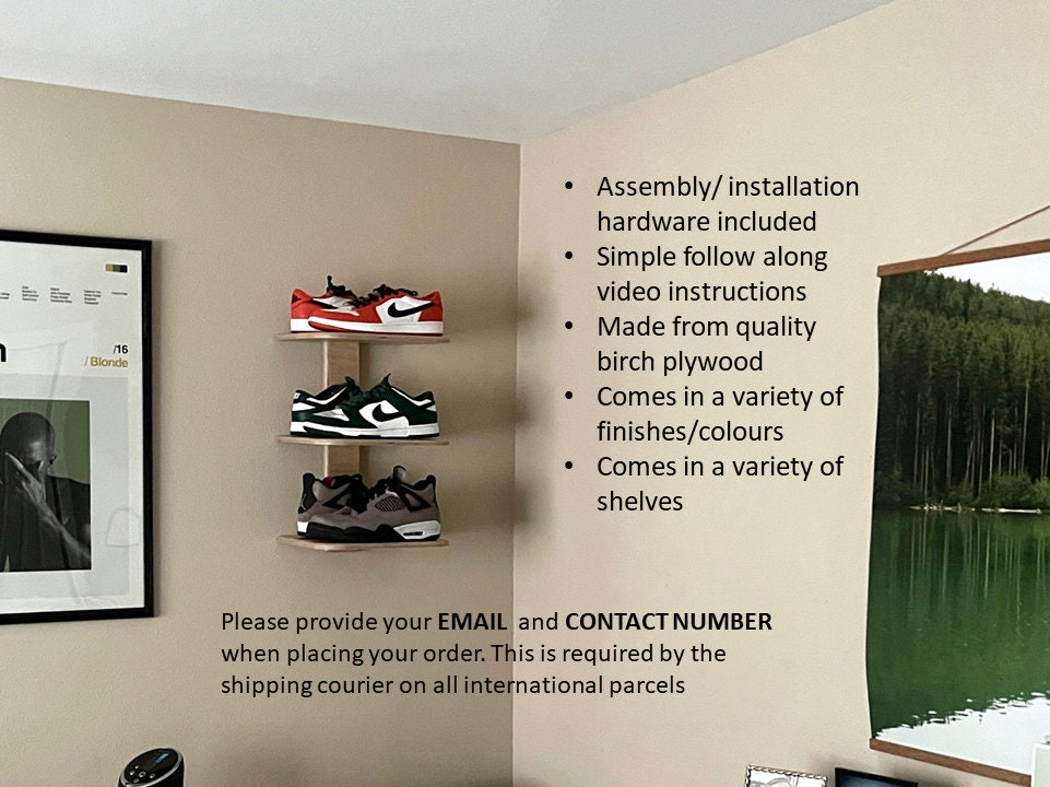 Floating Sneakers Shoes Display, Wooden Shelves, Birch Plywood Sneaker ...