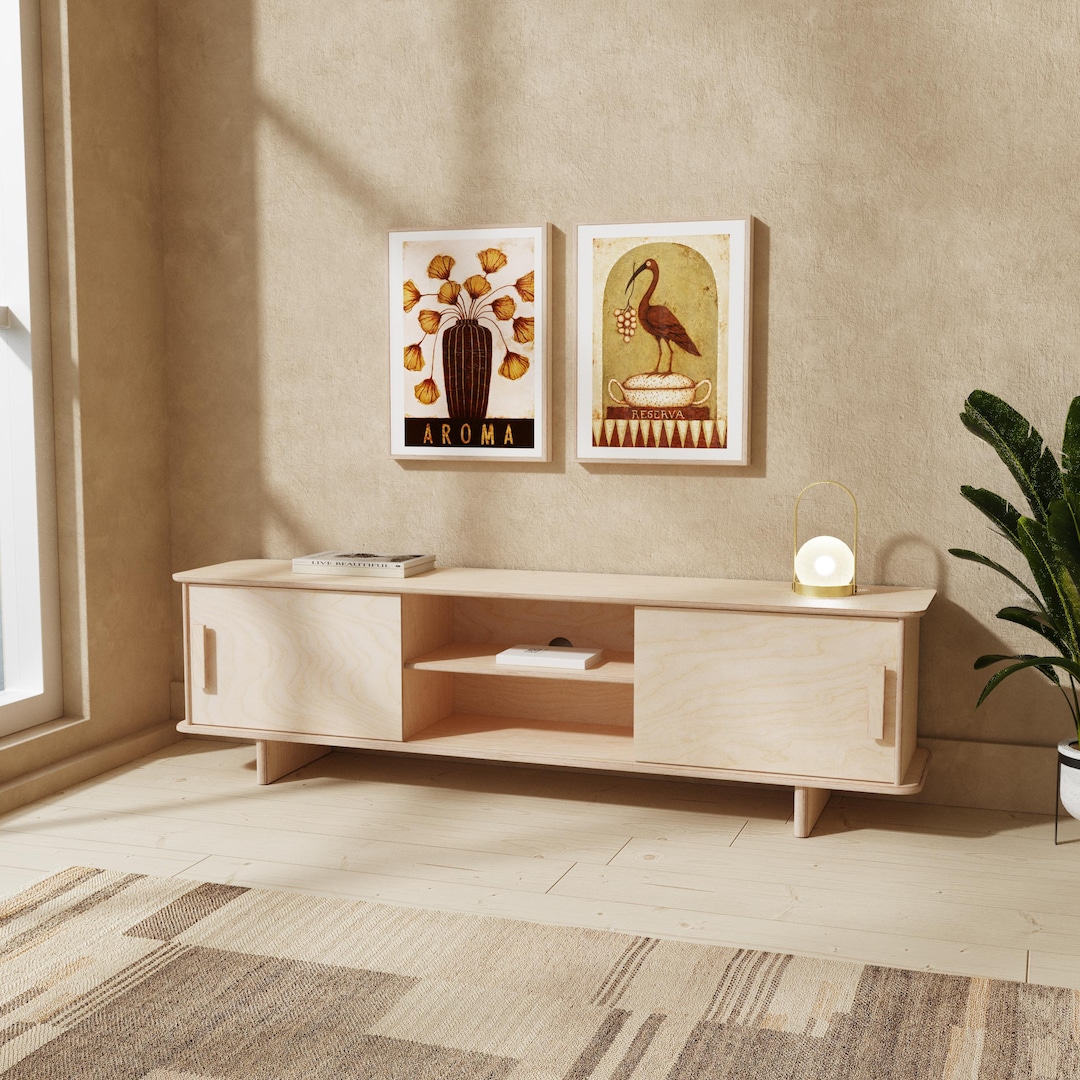 Minimalist Birch Plywood TV Stand Sideboard – Scandinavian Media ...
