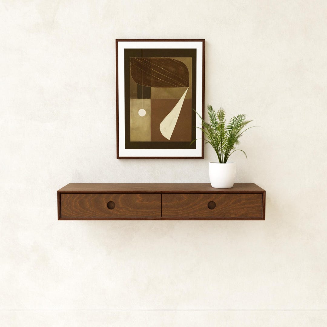 Floating Plywood Console Table: Slim Wall-mounted Entryway Organizer - Etsy