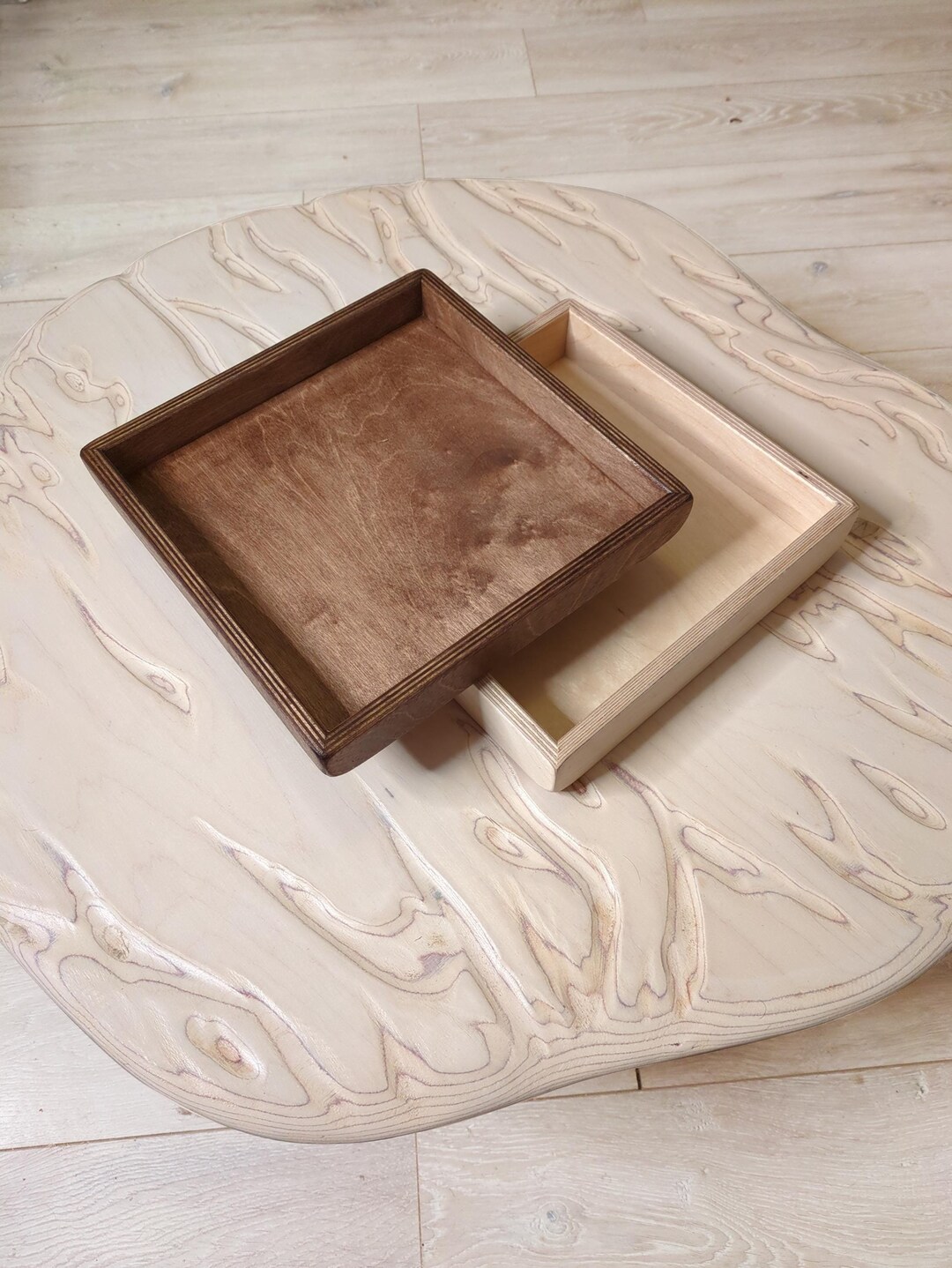 Hand Carved Birch Plywood Ottoman Tray: Modern Home Decor - Etsy