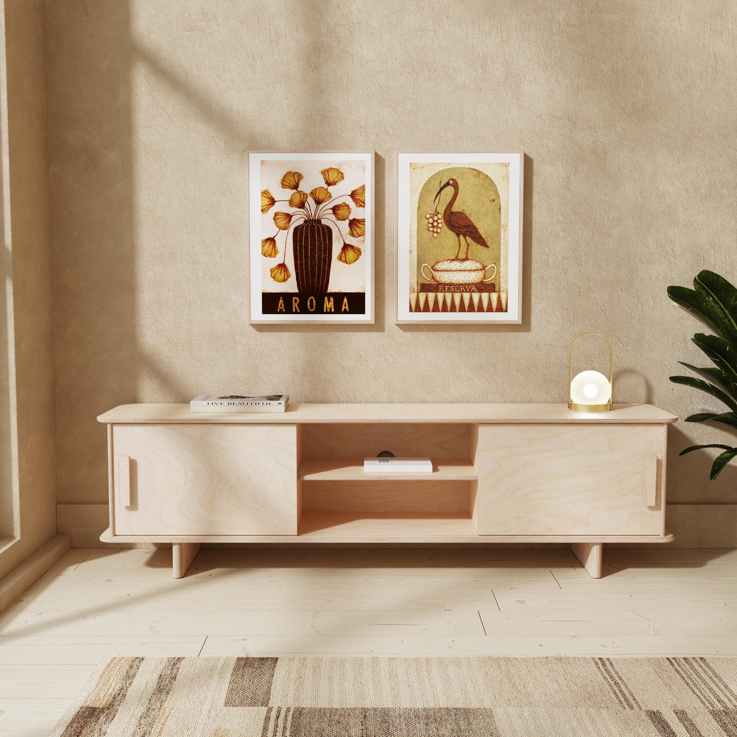 Minimalist Birch Plywood TV Stand Sideboard – Scandinavian Media ...