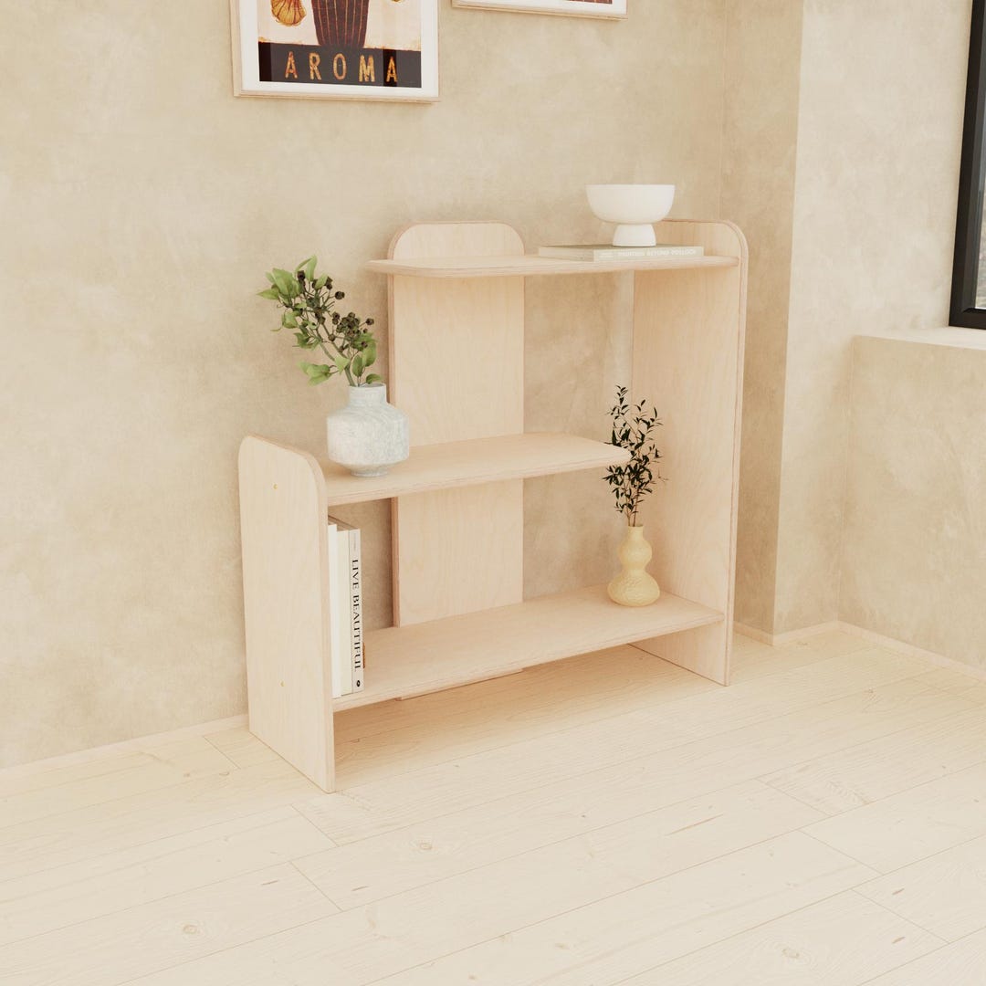Birch Plywood Bookcase: Minimalist Scandi Plant Stand, 3 Shelf - Etsy