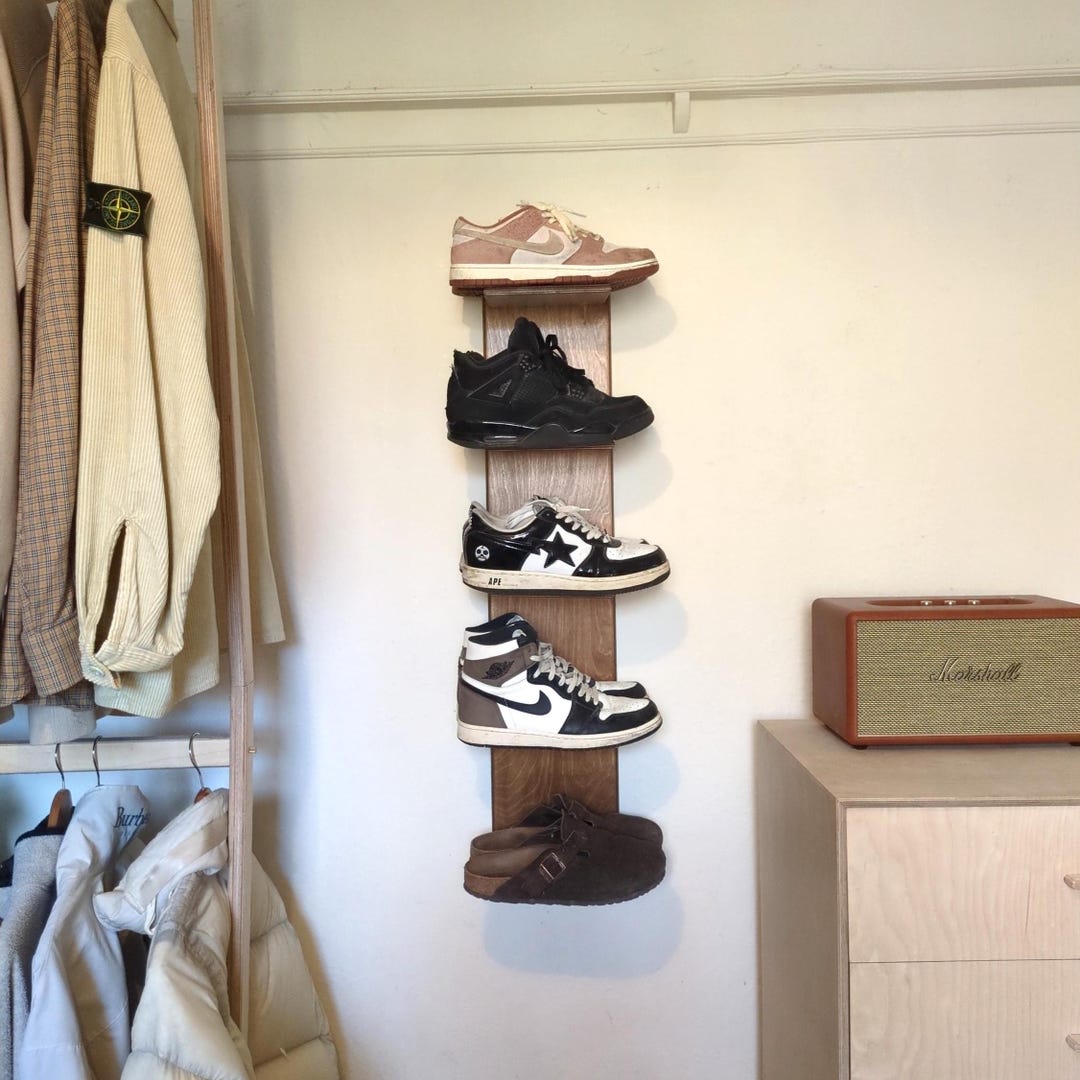 Handmade Birch Plywood Floating Sneaker Display - Wall Mounted Shoe ...