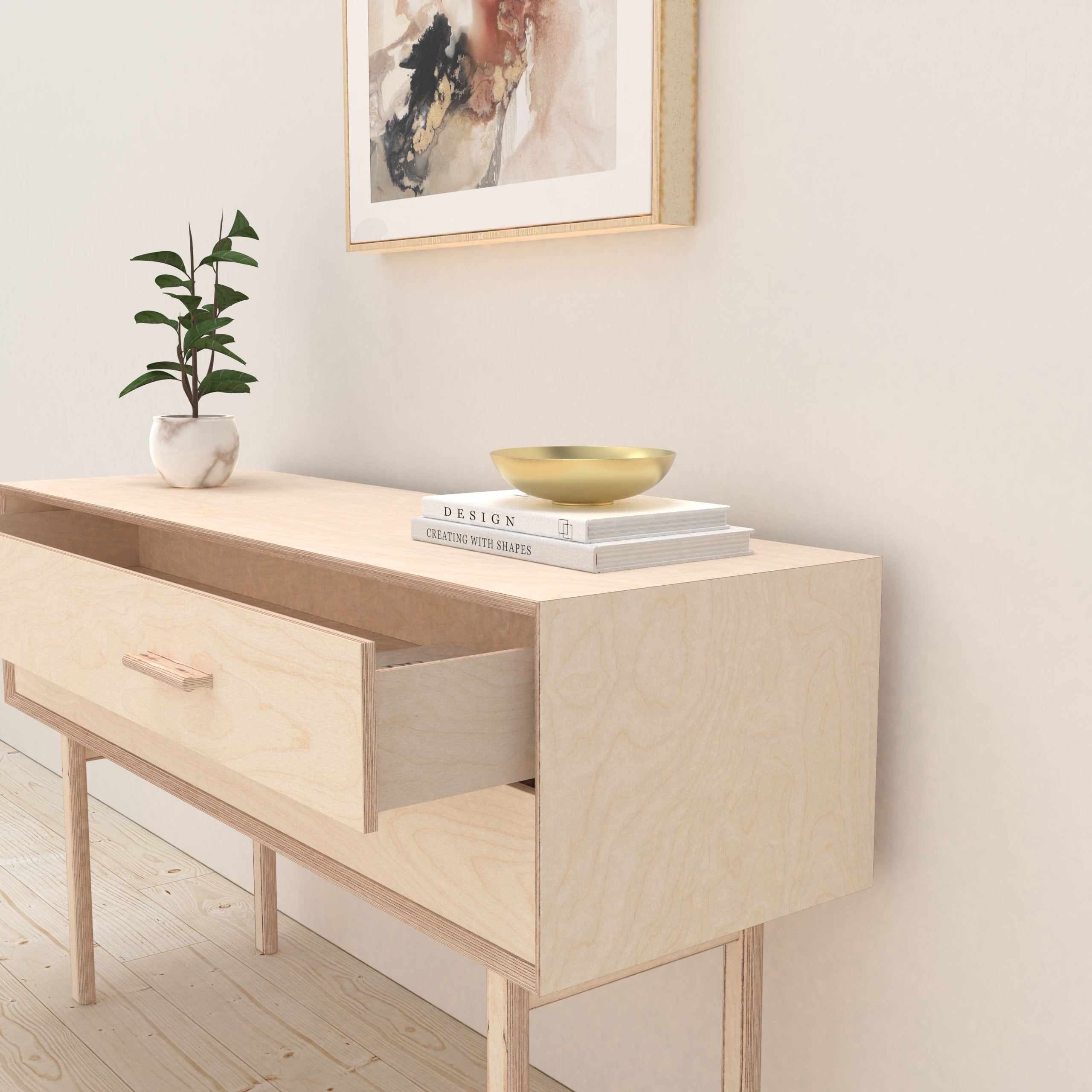 Wooden Console Table With Storage