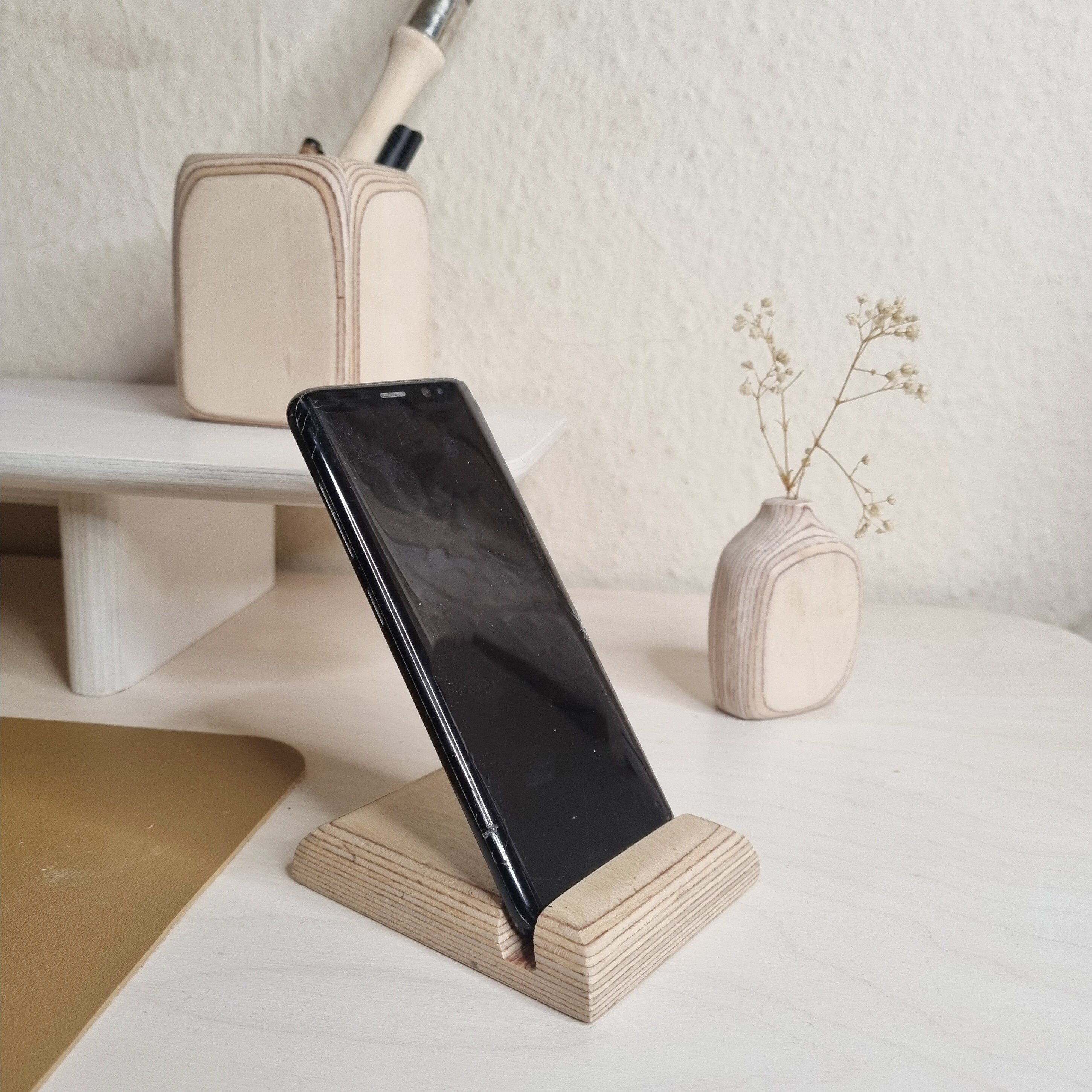 Wooden Phone Stand Holder, Handmade Birch Plywood, Desk Organizer ...