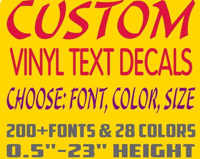 Vinyl Lettering Custom Text Decal. Vinyl Sticker Custom Vinyl Decal for ...