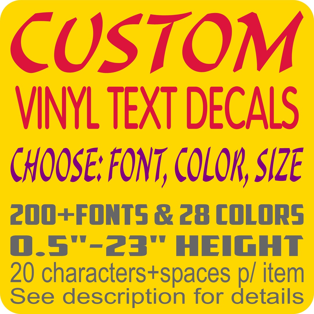 Custom Vinyl Lettering - Text Sticker: Car, Truck, Boat, Name, Window ...