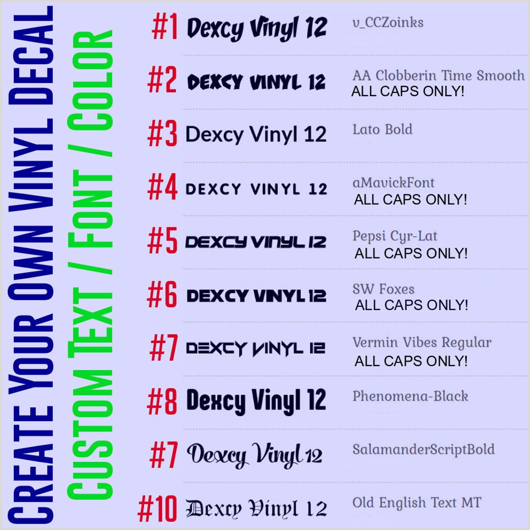 Custom Vinyl Decal - Lettering - Stickers Outdoor / Indoor Vinyl ...