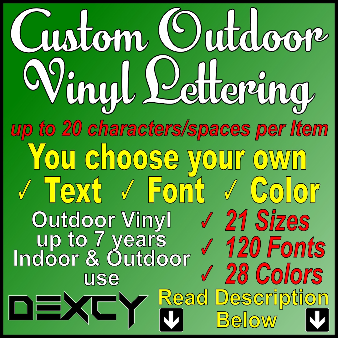 Custom Vinyl Lettering Vinyl Decal Outdoor Vinyl Lettering Car Truck ...