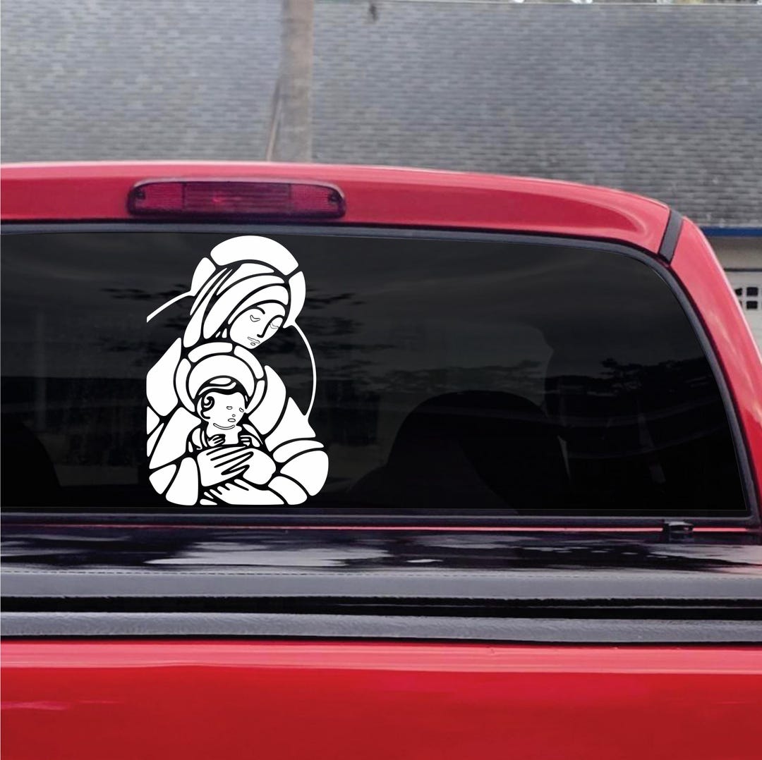 Virgin Mary Decal & Baby Jesus Art Wall-decor, Christian Car Window ...