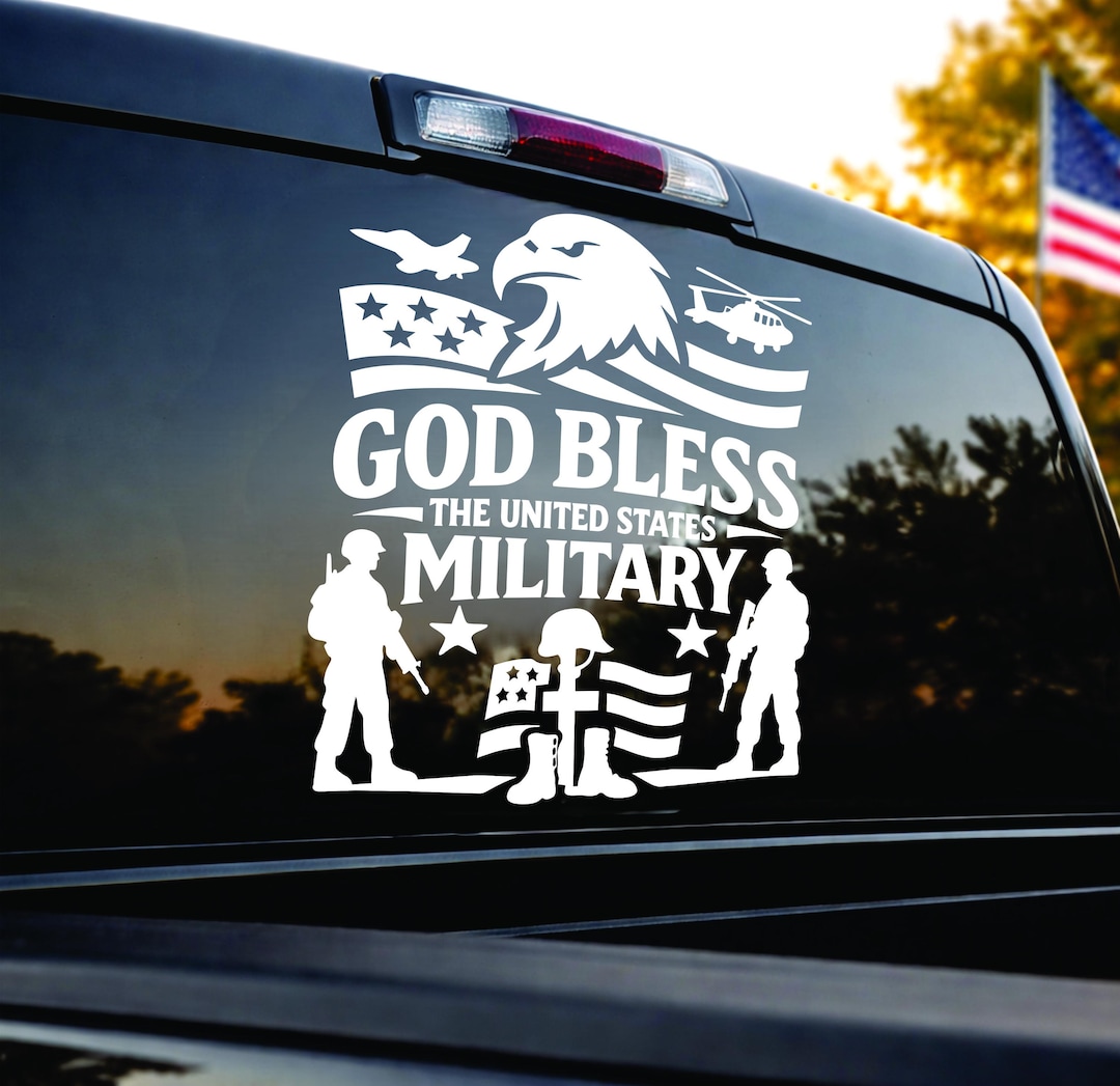 GOD BLESS the United States Military Decal | USA, Patriotic, Army ...