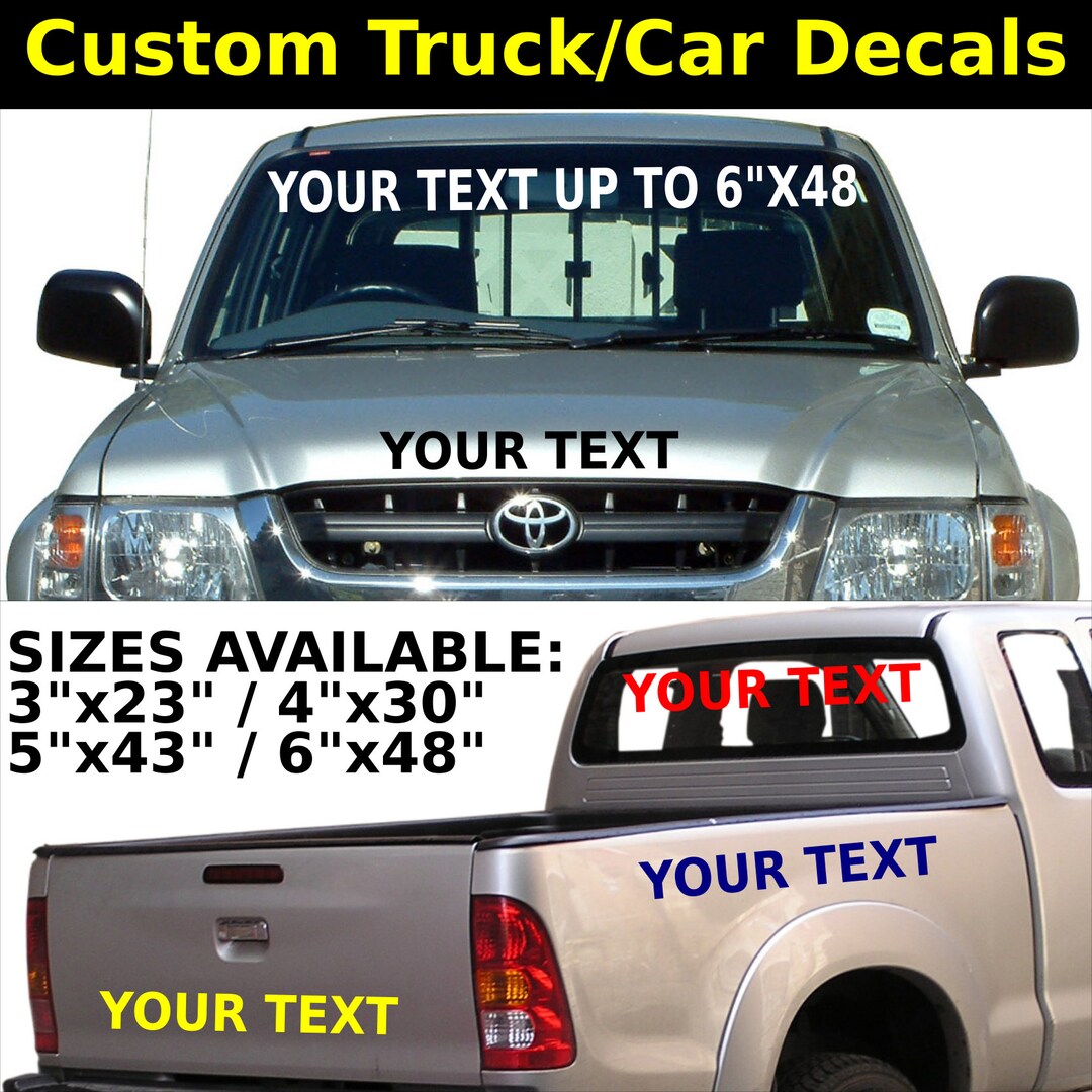 Car Lettering Decal – Personalized Vehicle Text Sticker for Windshield ...