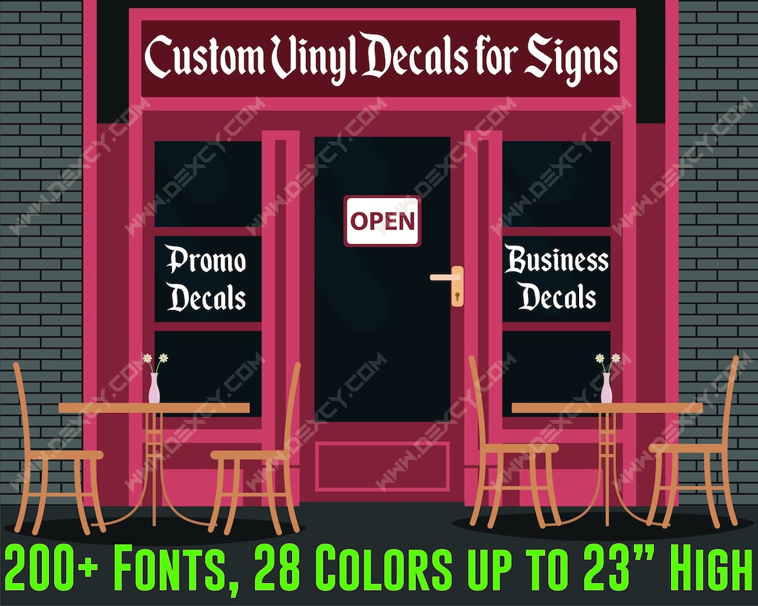 Custom Vinyl Business Decals Lettering Text Stickers for Store Front ...