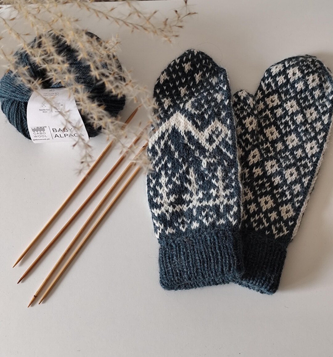 Alpaca Wool Mittens for Woman Medium Size, Hand Made Mittens in ...