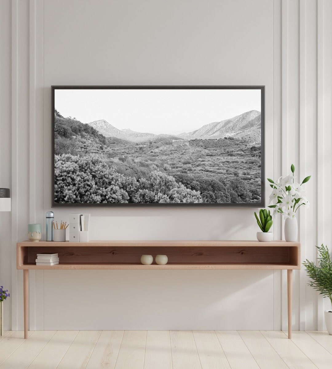 B&W Landscape TV Frame Art - Etsy