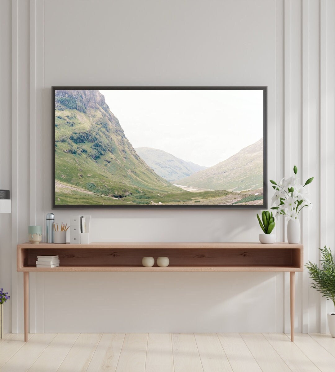 European Green Hills TV Frame Art - Etsy