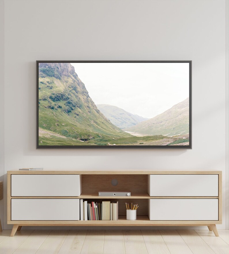 European Green Hills TV Frame Art - Etsy