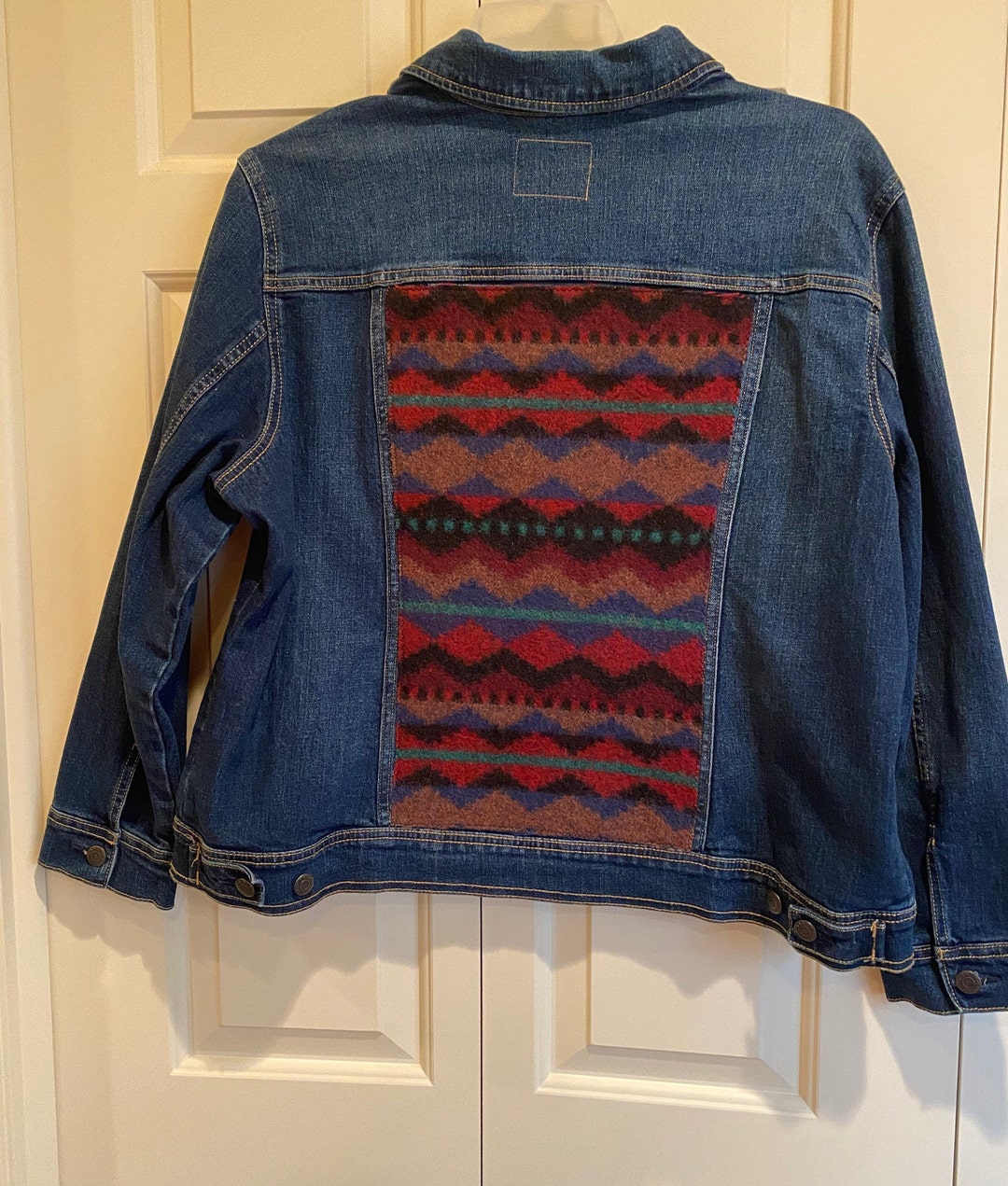 Wool Panel Jean Jacket, Denim and Wool Jacket - Etsy