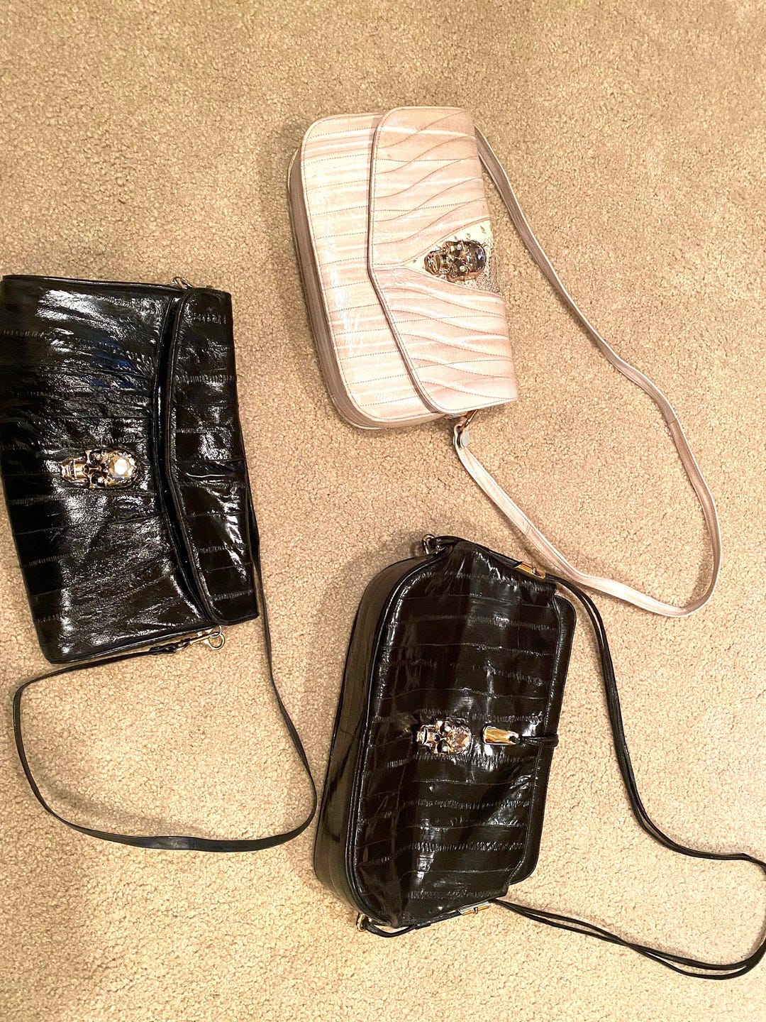 Upstyled Vintage Eel Skin Handbag: Goth Skull Purse - Etsy