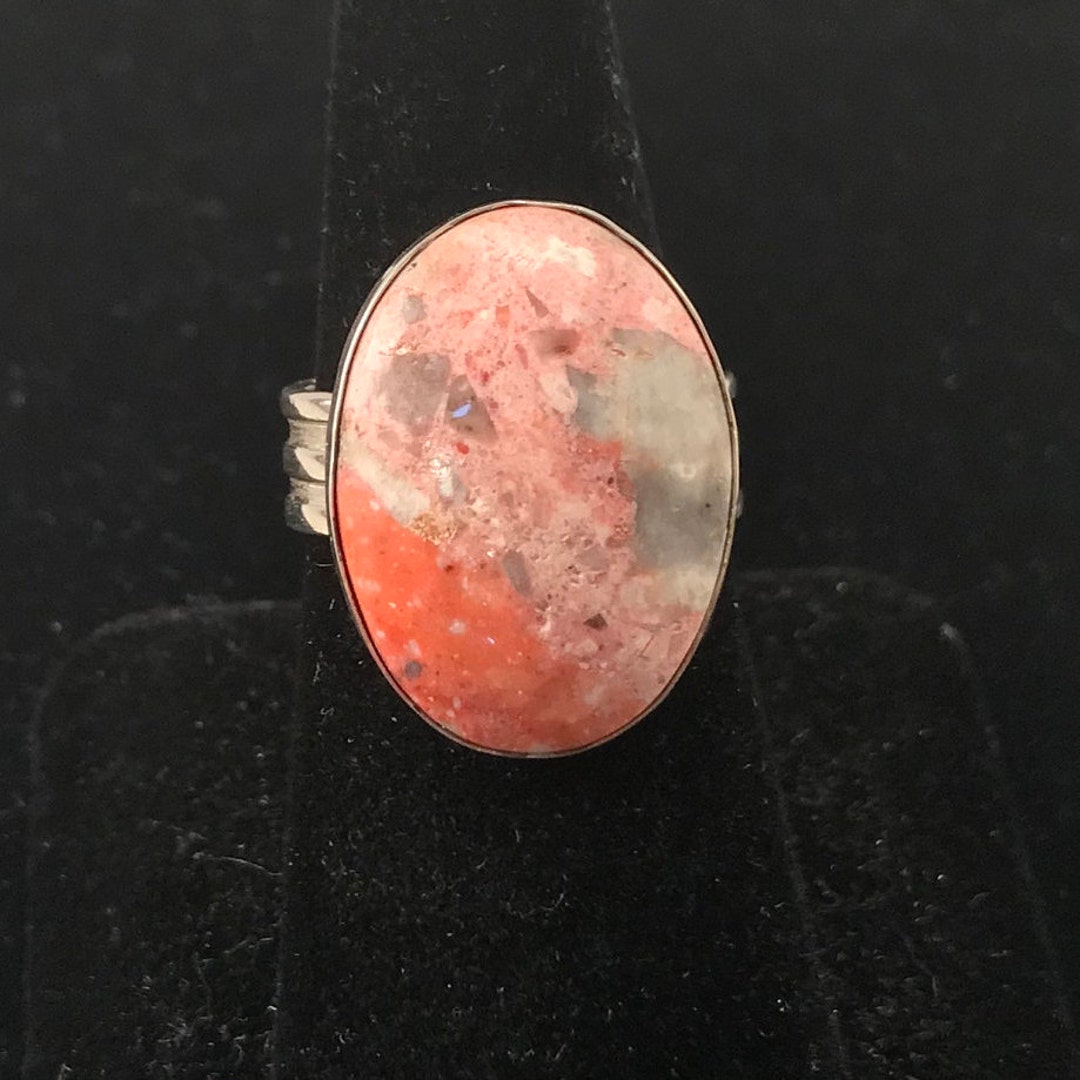 Large Orange Jasper Ring, Silver Jasper Ring, Large Stone Ring - Etsy